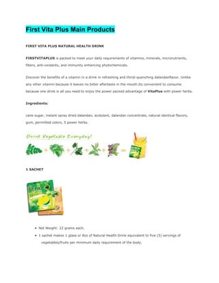 First vita plus main products | PDF