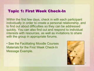 Facilitating Moodle Courses: First Week Check-in | PPT