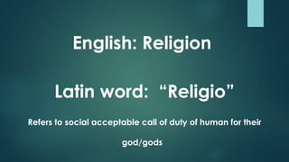 First Week Lesson In Intro to World Religion and B. System | PPTX