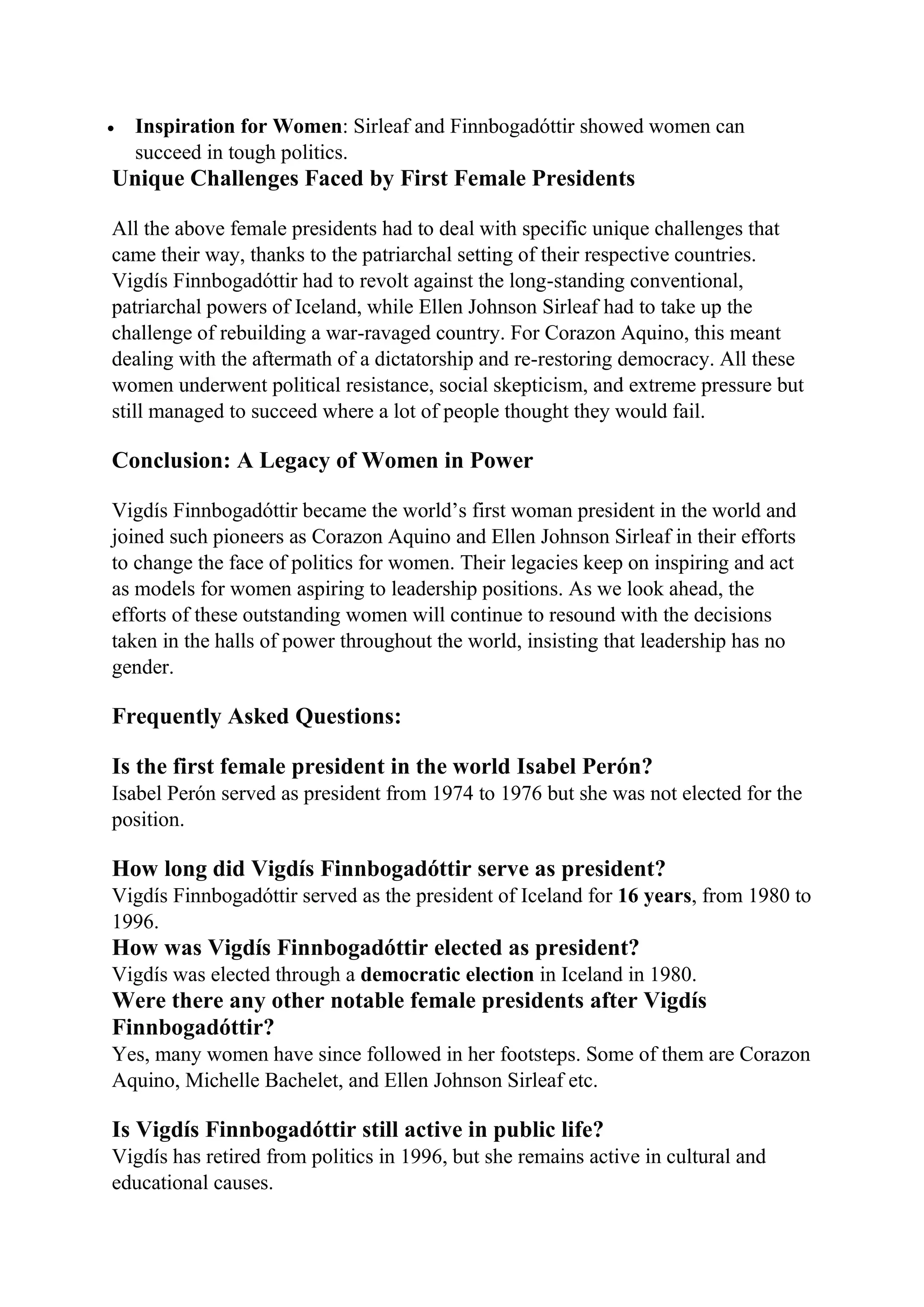 First Woman President in the World: Vigdís Finnbogadóttir | CIO Women ...