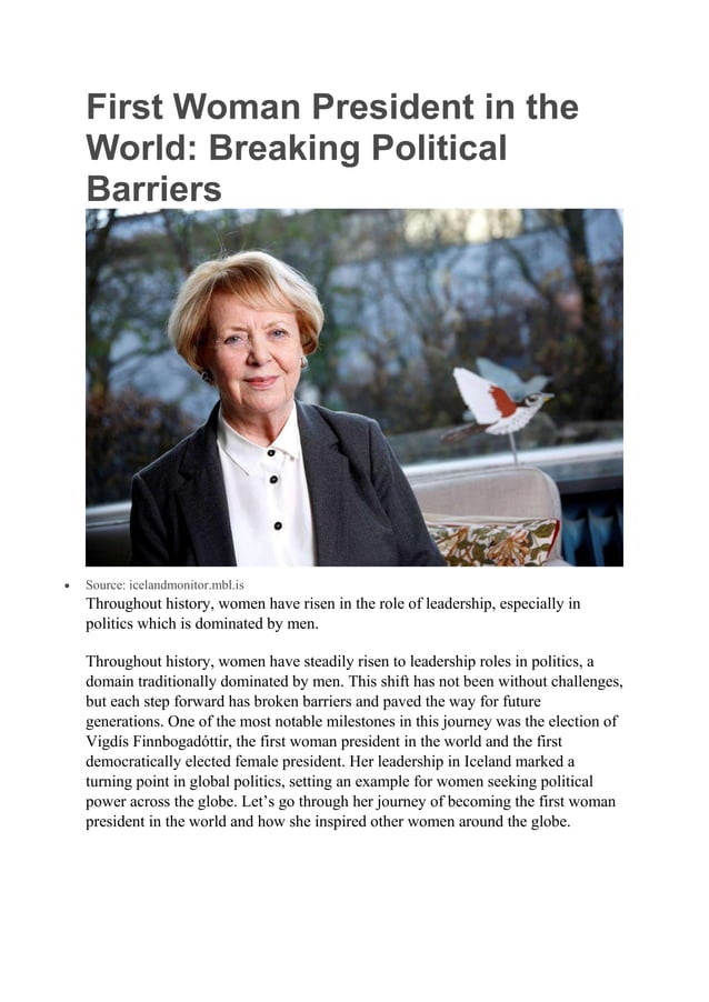 First Woman President in the World: Vigdís Finnbogadóttir | CIO Women ...
