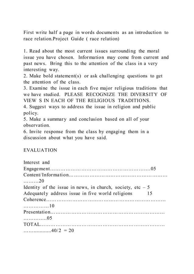 First write half a page in words documents as an introduction to rac | DOCX
