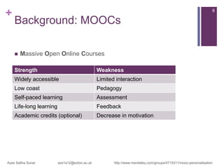 Personalisation of MOOCs | PPTX