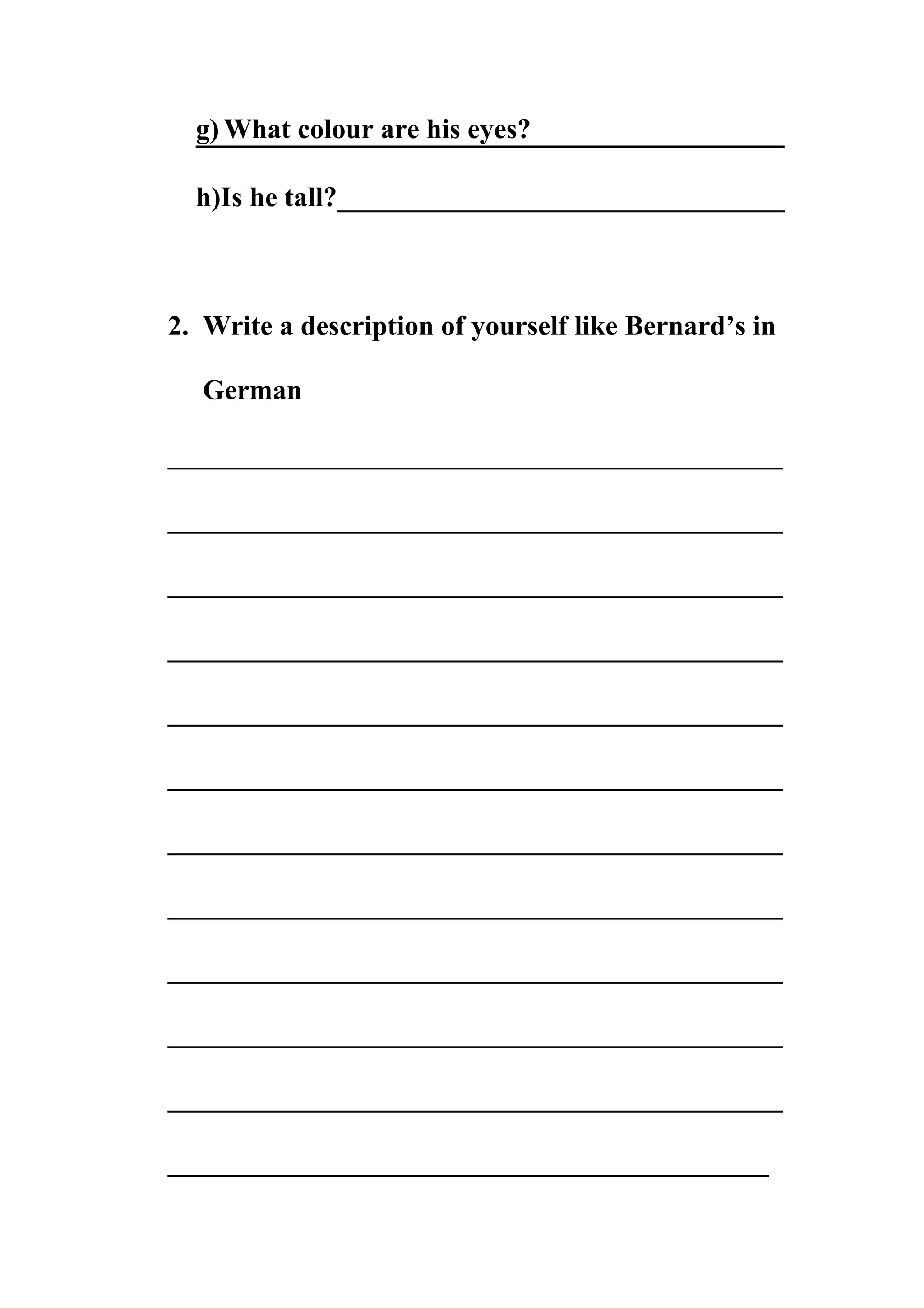 First year german test | DOC