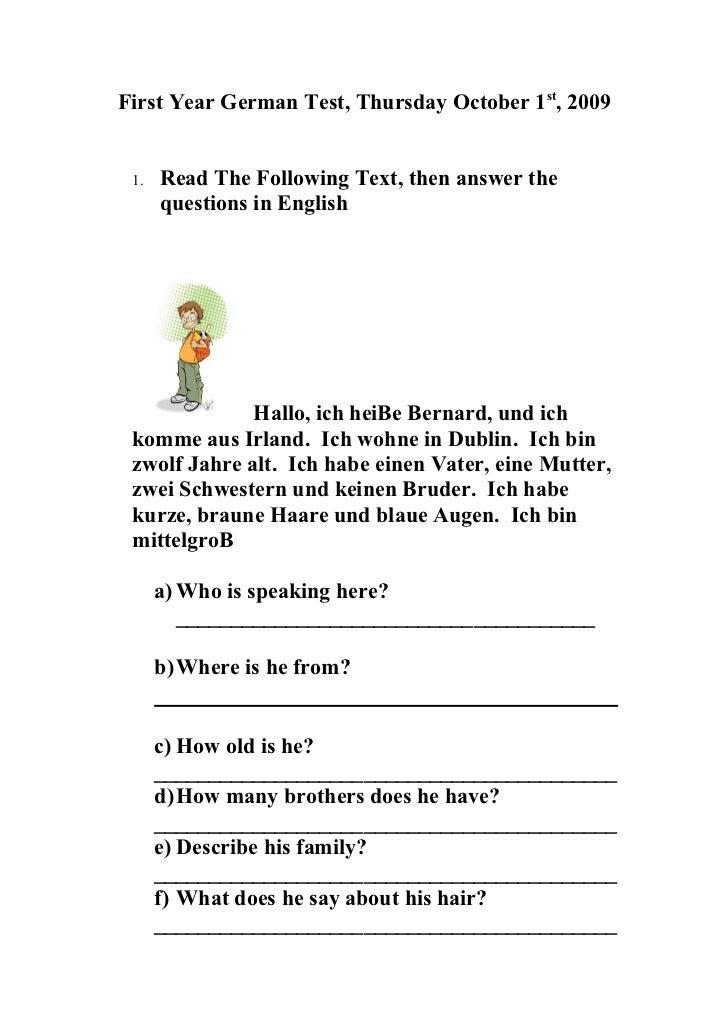 First year german test