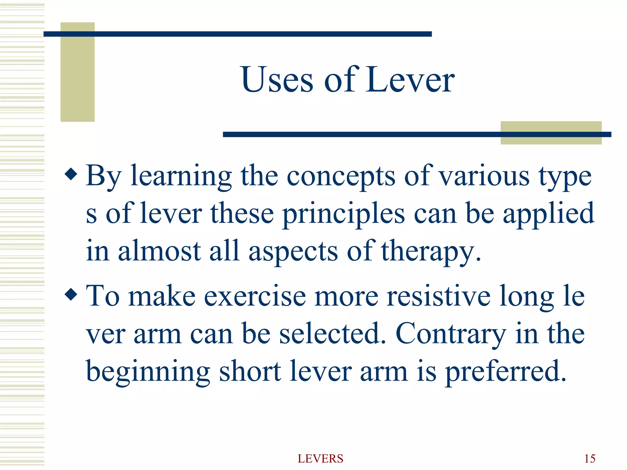 Levers in Physiotherapy | PPTX