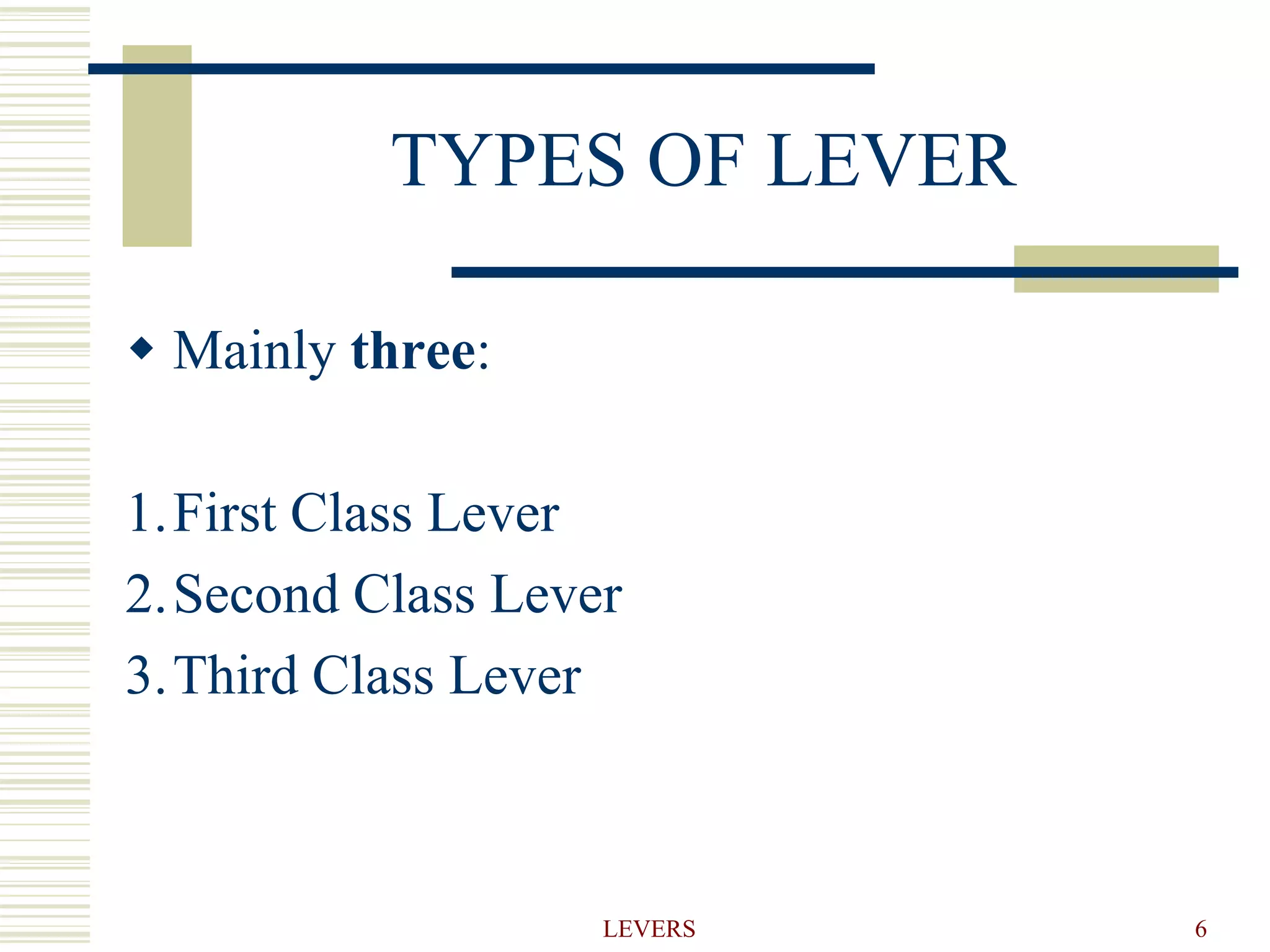 Levers in Physiotherapy | PPTX