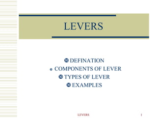 Levers in Physiotherapy | PPTX