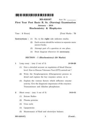 FIRST YEAR POST BASIC B. SC. (NURSING) EXAMINATION JANUARY - 2018 ...