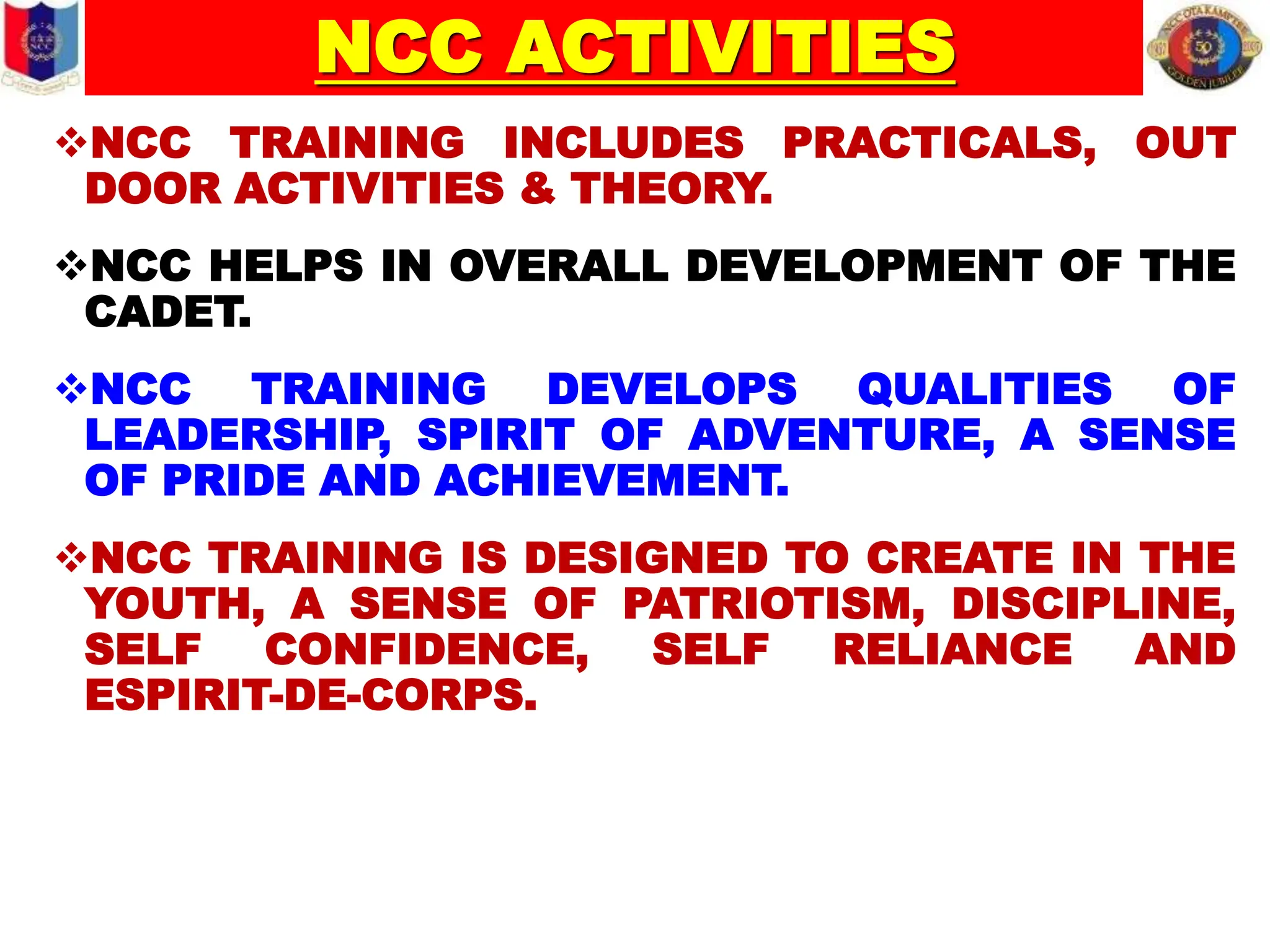 NCC PRESENTATION to first year cadets intro | PPTX