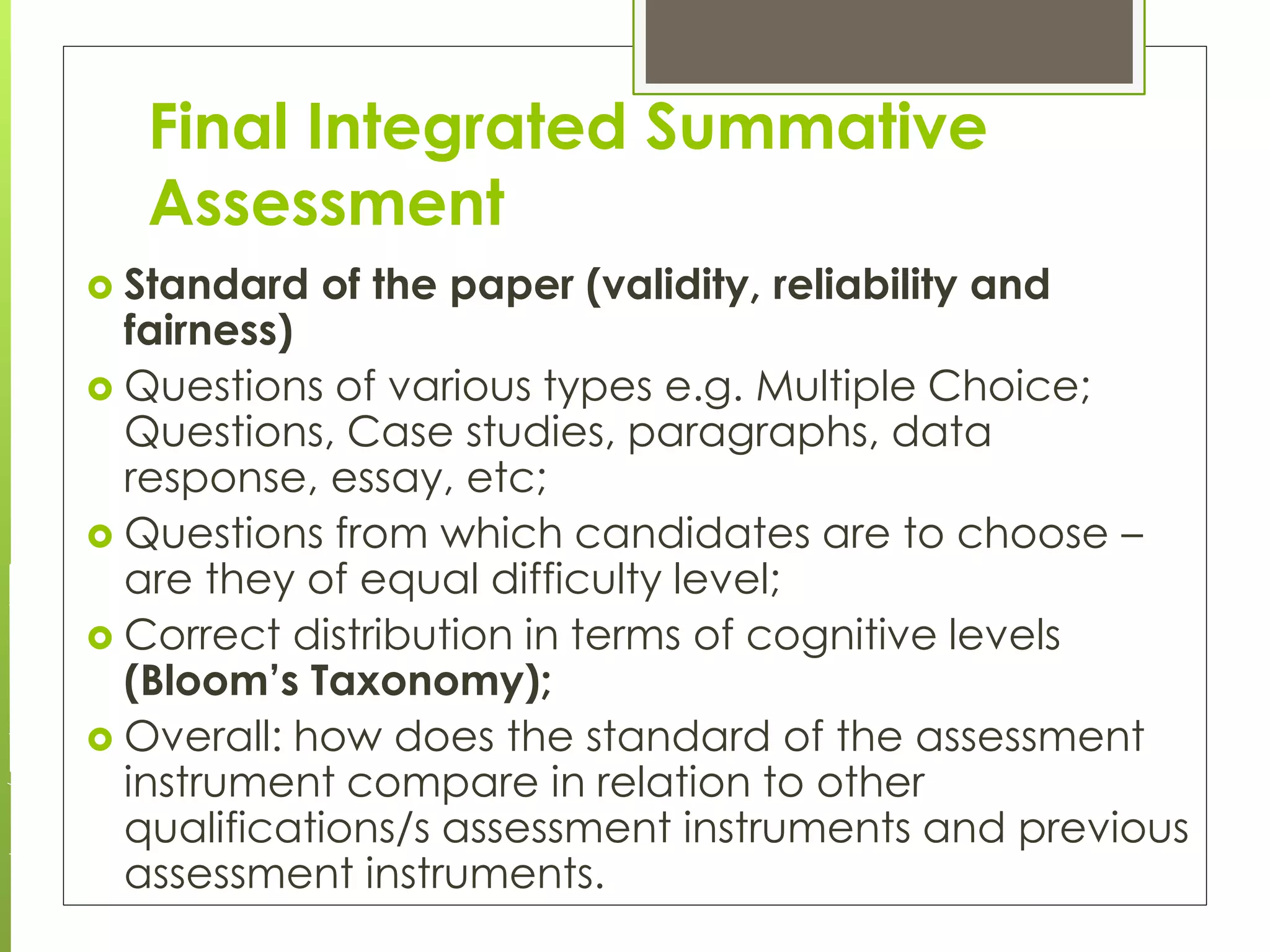 Final Integrated Summative Assessment | PDF