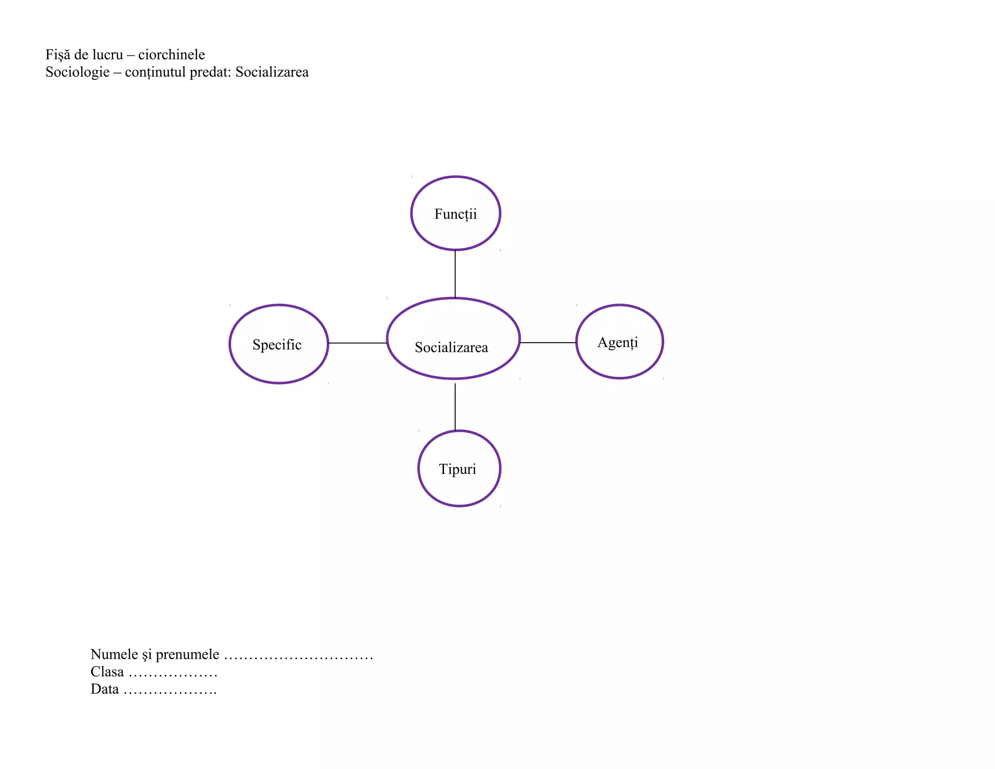 Fisa de lucru ciorchinele socializarea | DOC