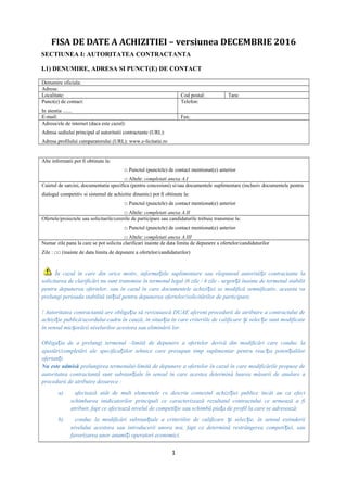 Fisa de date a achizitiei 2016 | DOC