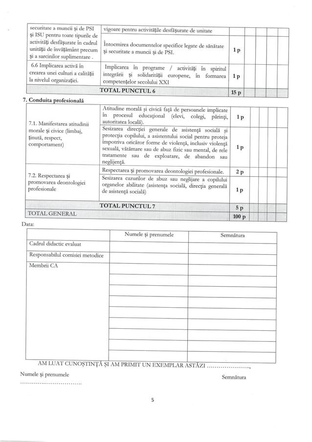 Fisa de evaluare a personalului didactic | PDF