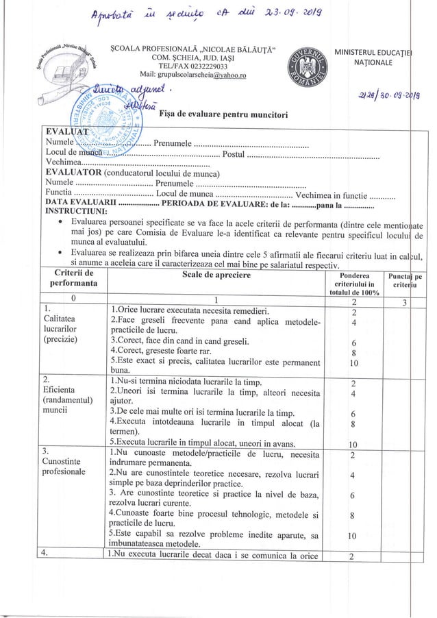 Fisa de evaluare personal nedidactic | PDF