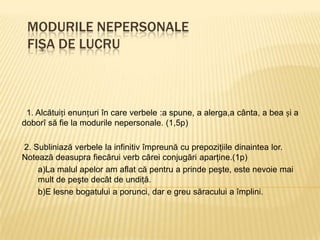 Fisa de lucru modurile nepersonale | PPTX