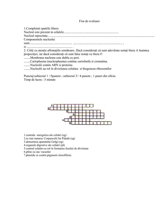 Fisa de lucru nucleu | DOC