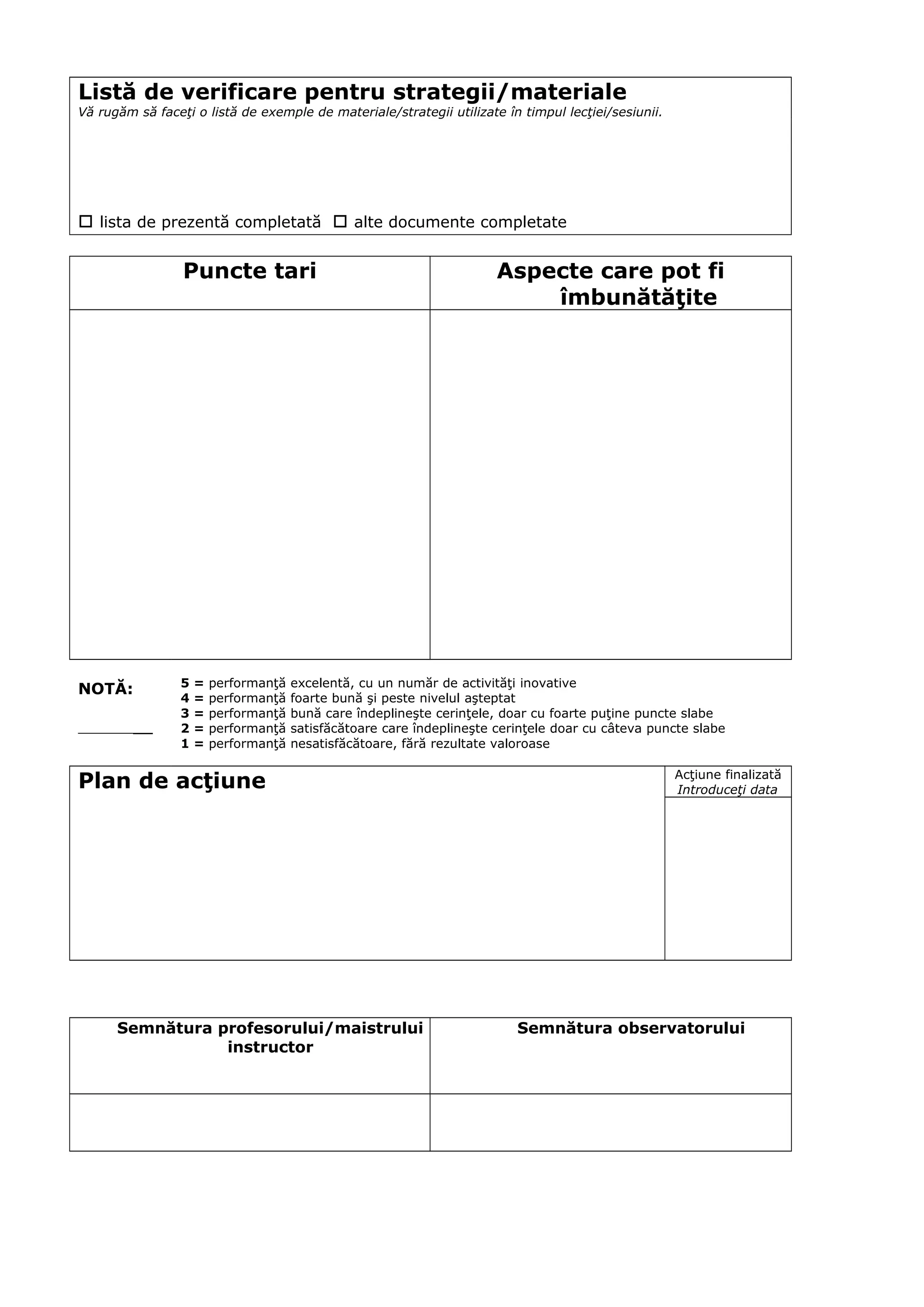 Fisa de observare lectie | DOC