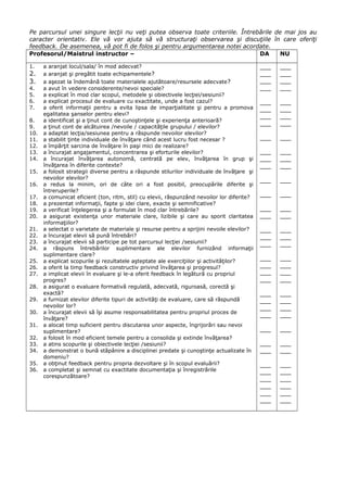 Fisa de observare lectie | DOC