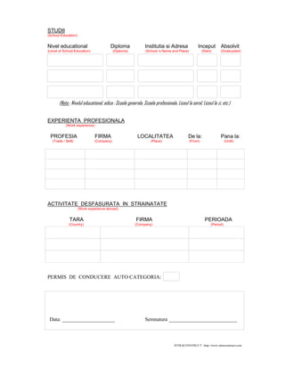 Fisa de prezentare | PDF