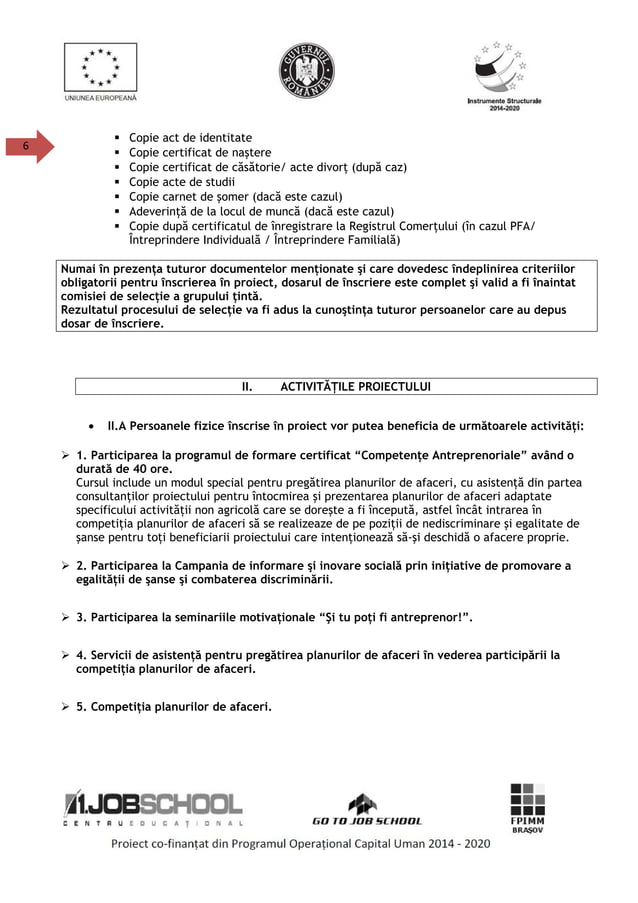 Fisa informare proiect Romania Start Up | PDF