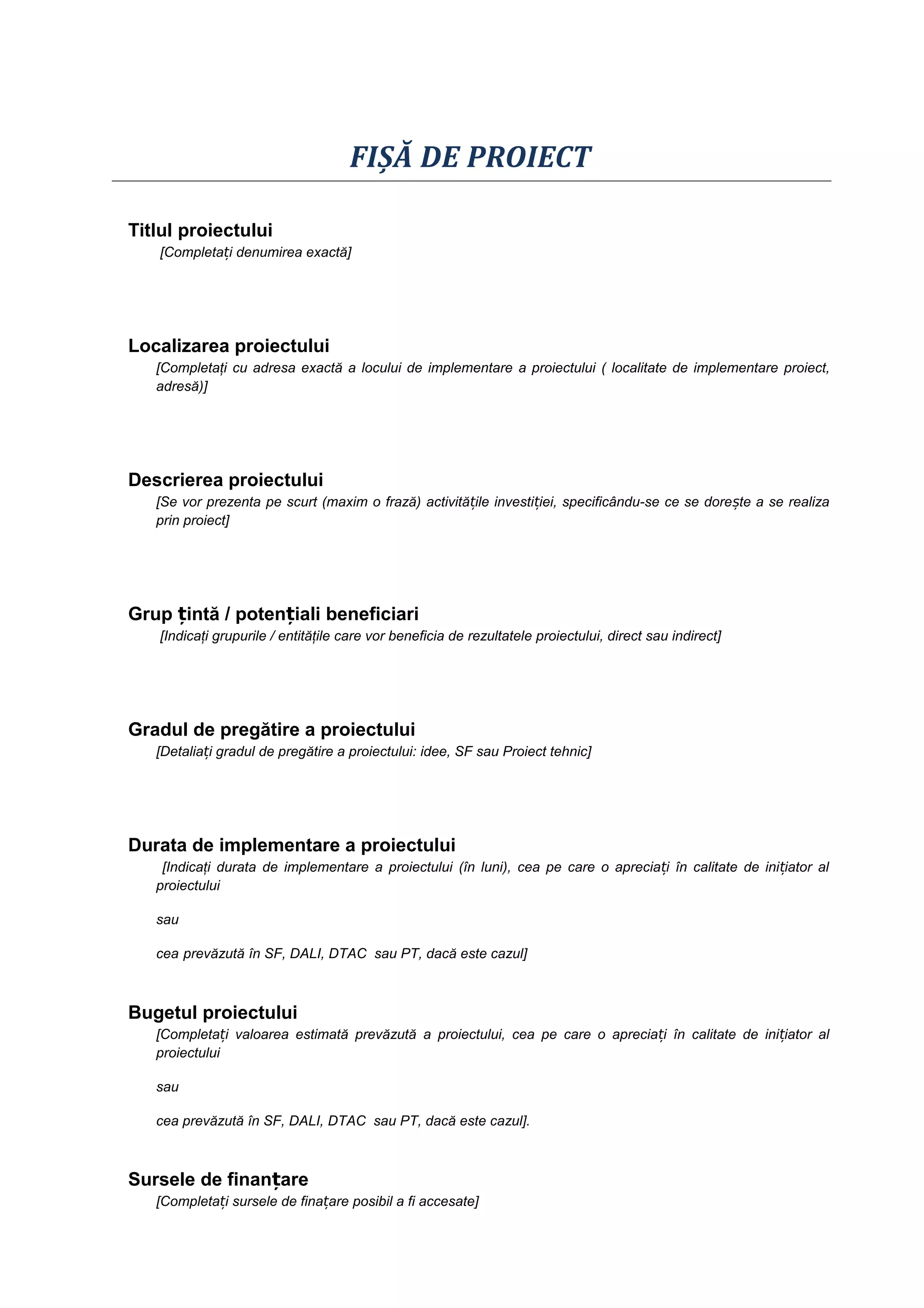 Fisa proiect SIDU iasi | DOC