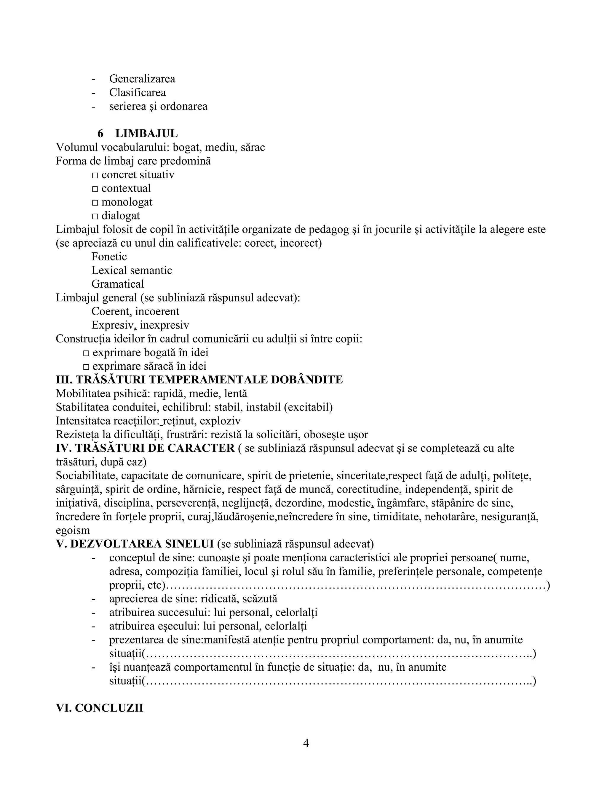 Fisa psihopedagogica a copiilor prescolari | DOC