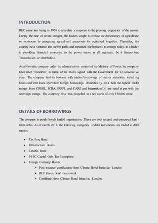 Debt (Bonds) Financing of REC Limited | PDF