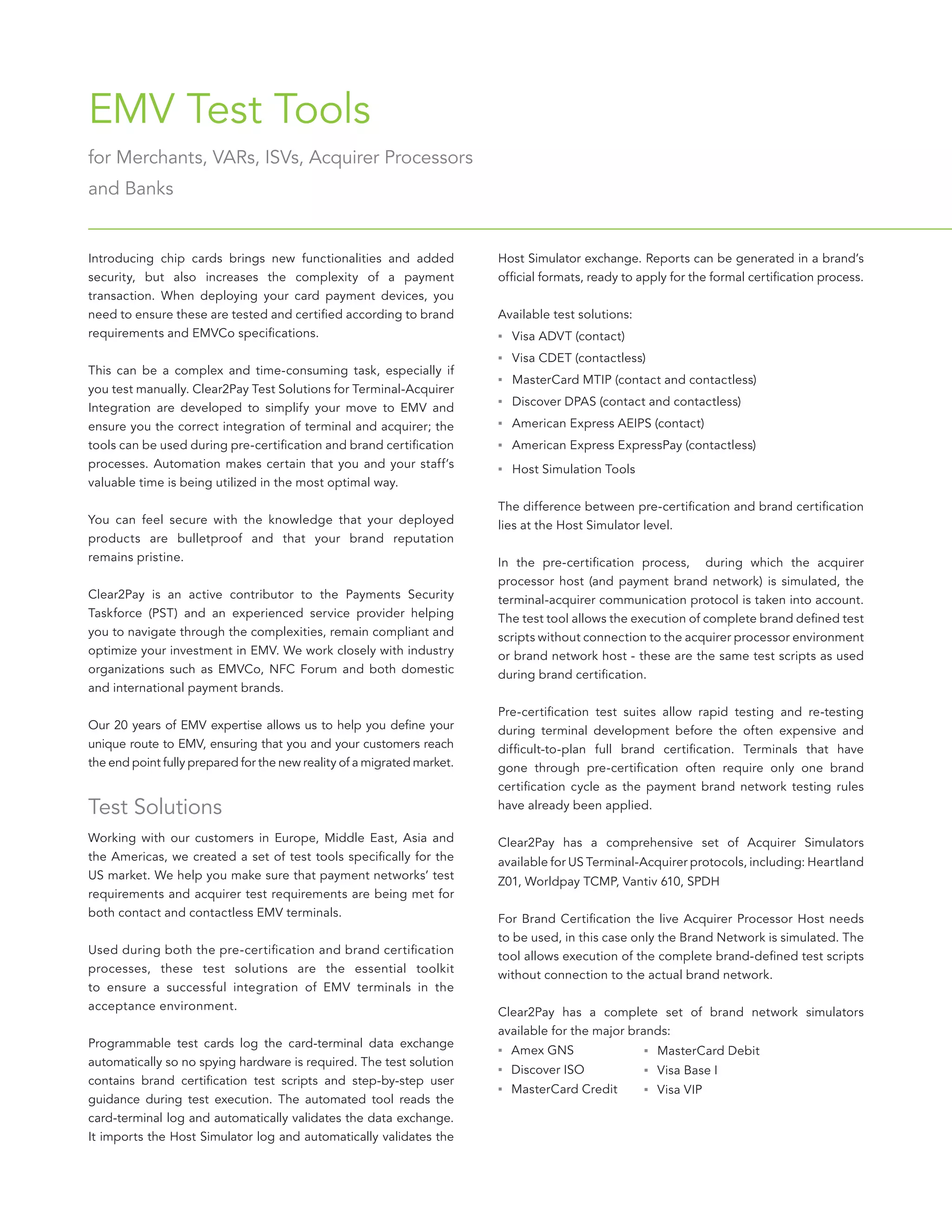 EMV Terminal Integration Test Solutions | PDF