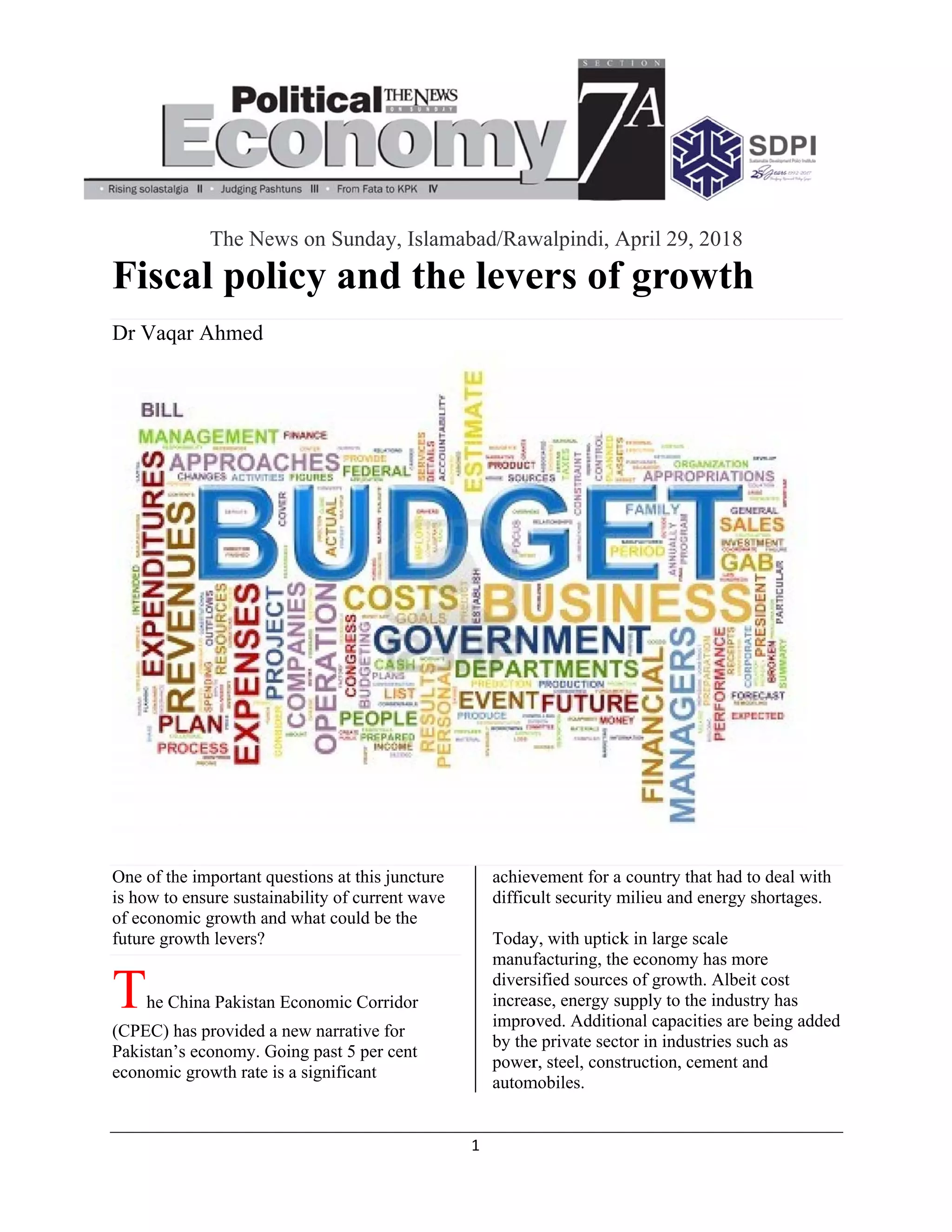 Fiscal policy and economic growth in Pakistan | PDF