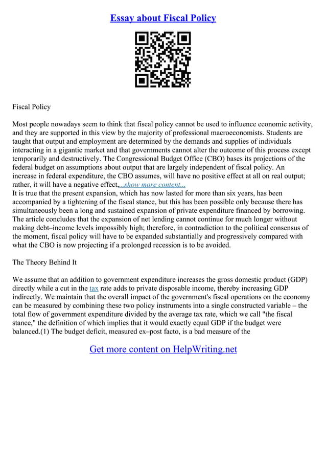 Fiscal Policy Essay | PDF