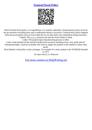 Fiscal Policy Essay | PDF | Business Accounting & Finance | Business