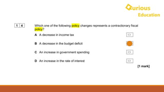 Fiscal Policy MC & Essay Questions - A-Level Economics | PDF