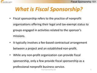 Fiscal sponsorship 101 | PPTX