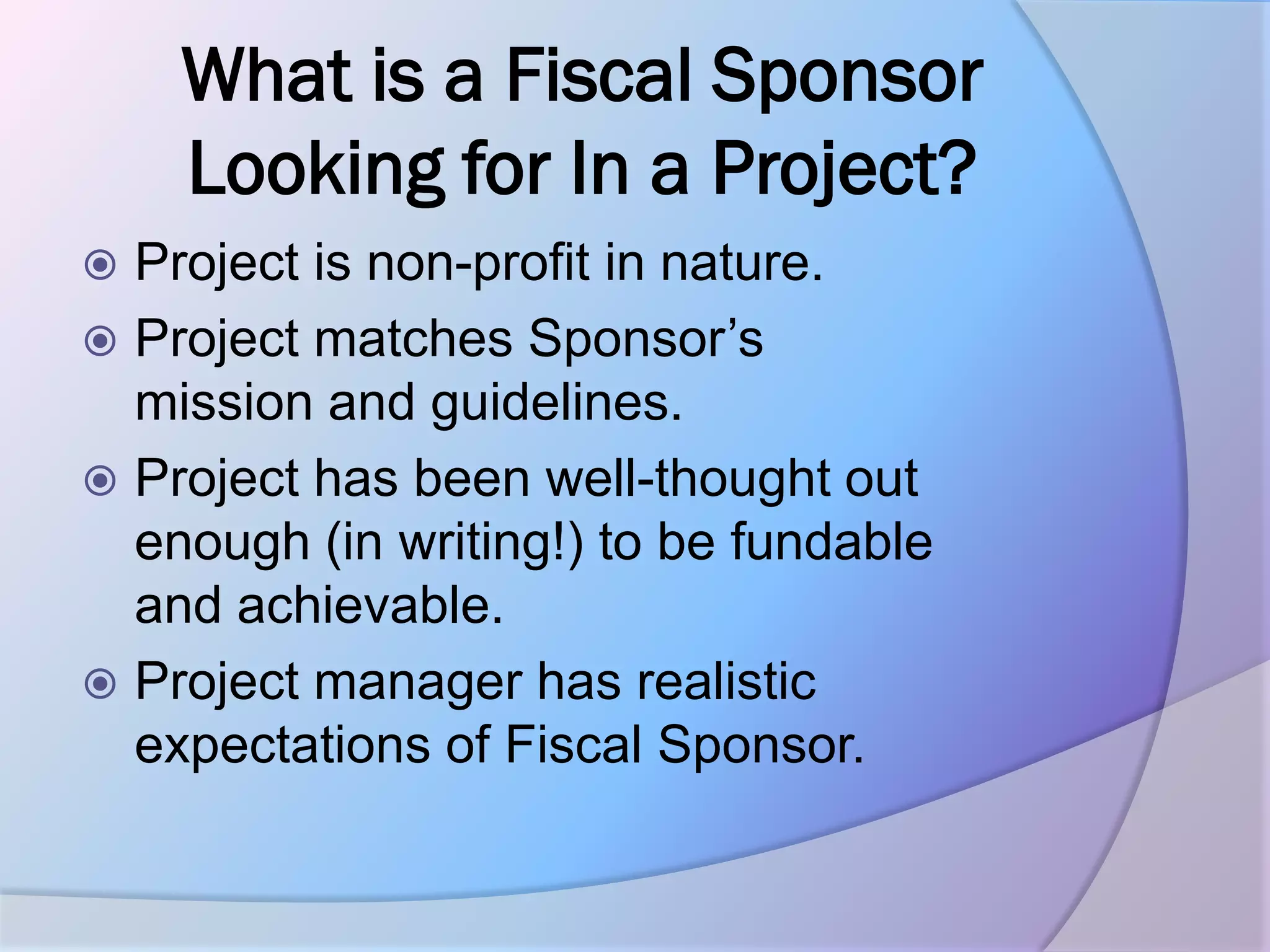Fiscal sponsorship presentation roundtable | PDF
