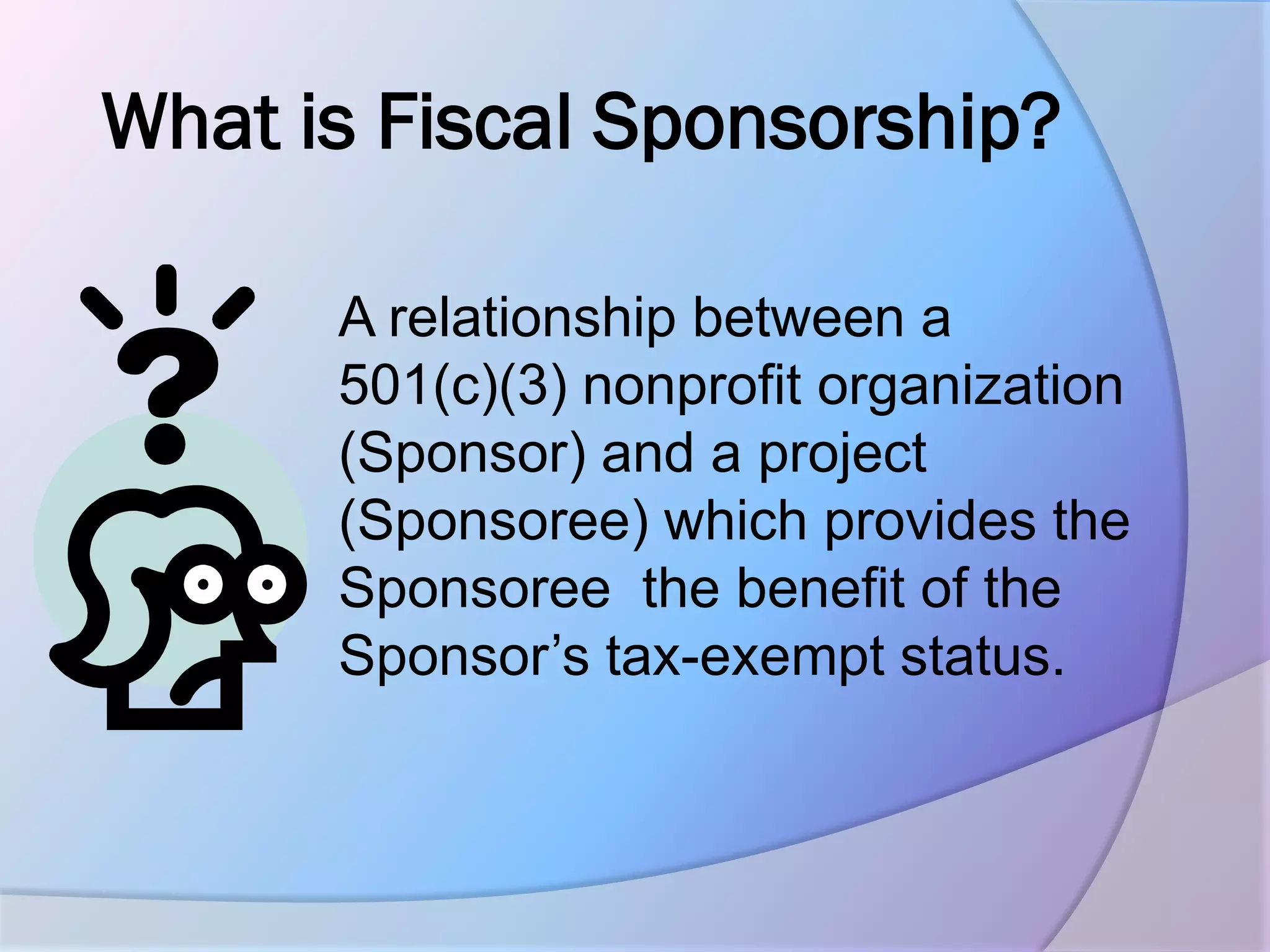 Fiscal sponsorship presentation roundtable | PDF
