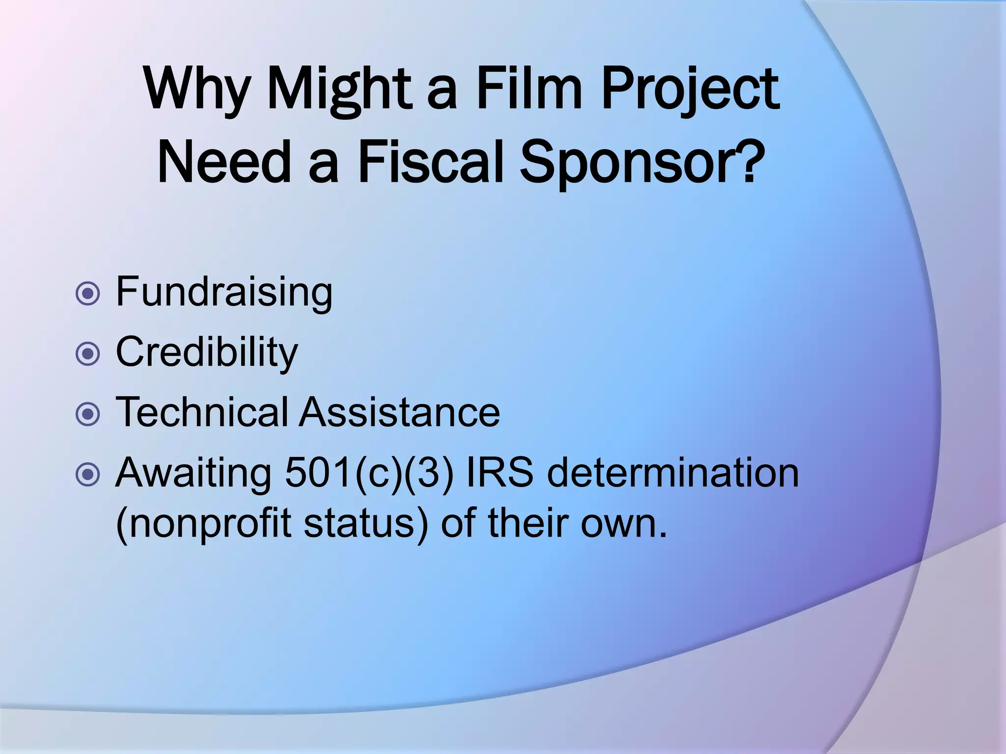 Fiscal sponsorship presentation roundtable | PDF