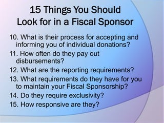 Fiscal sponsorship presentation roundtable | PDF