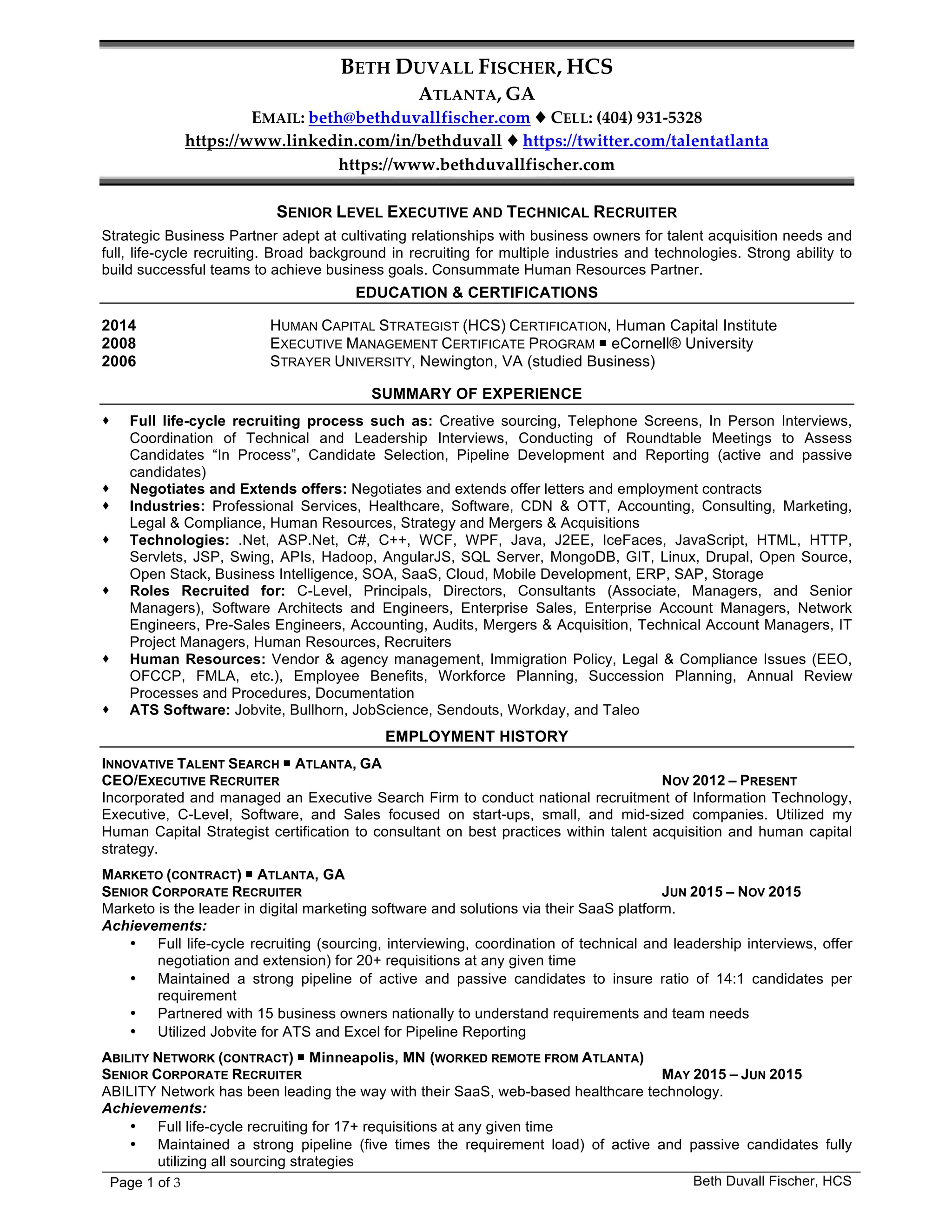 Beth Duvall Fischer Resume | PDF