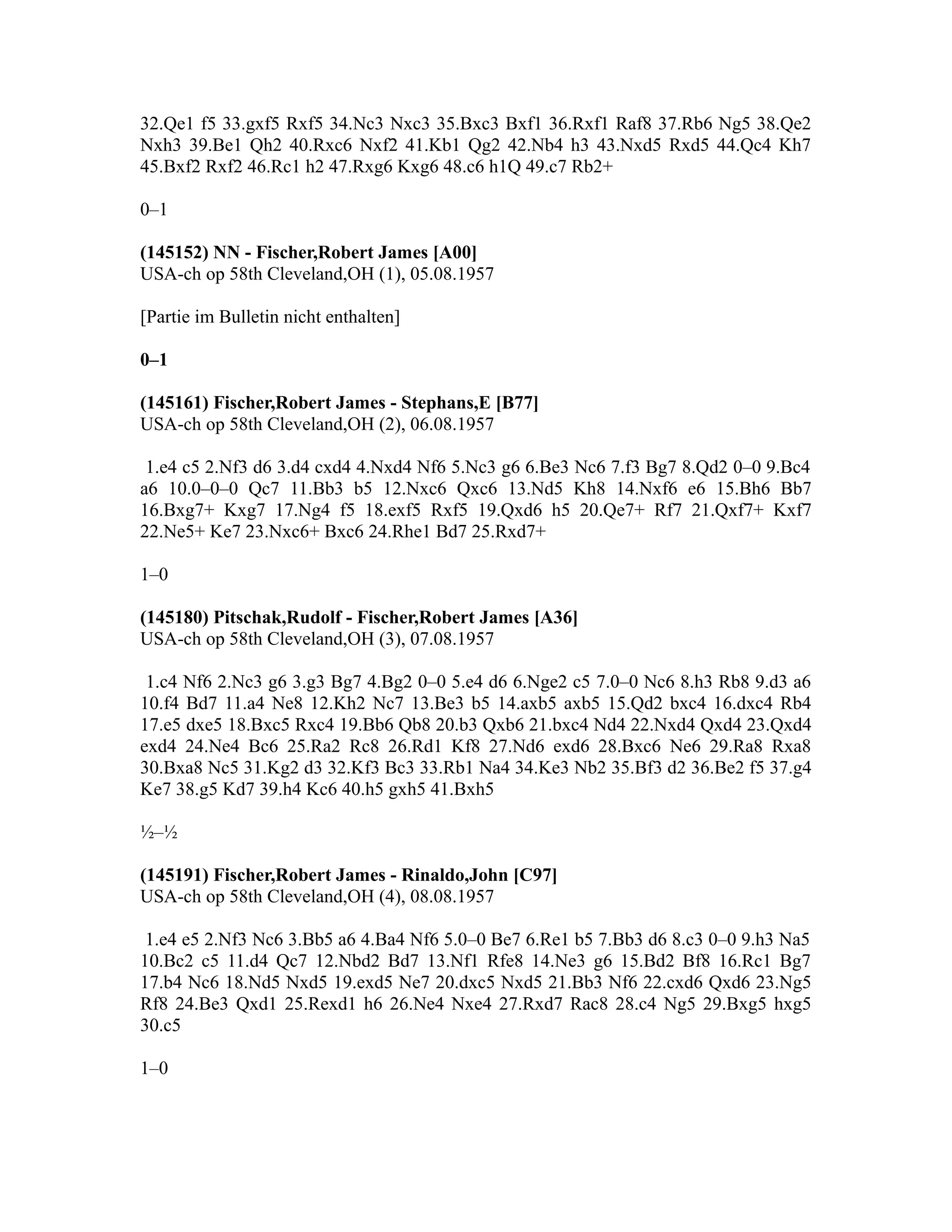 Fischer games 1956 1963 | RTF