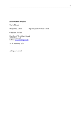 Fischertechnik designer manual | PDF