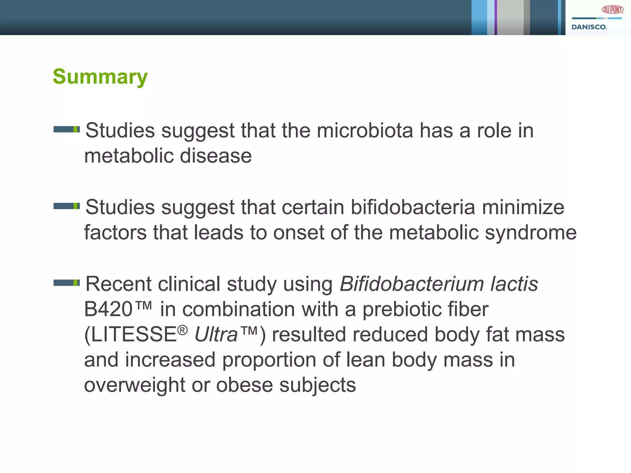 New opportunities with bifidobacteria and polydextrose in food and food ...