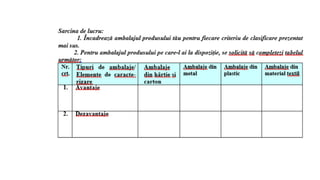 Ambalare - fisa de documentare si fisa de lucru | PPT