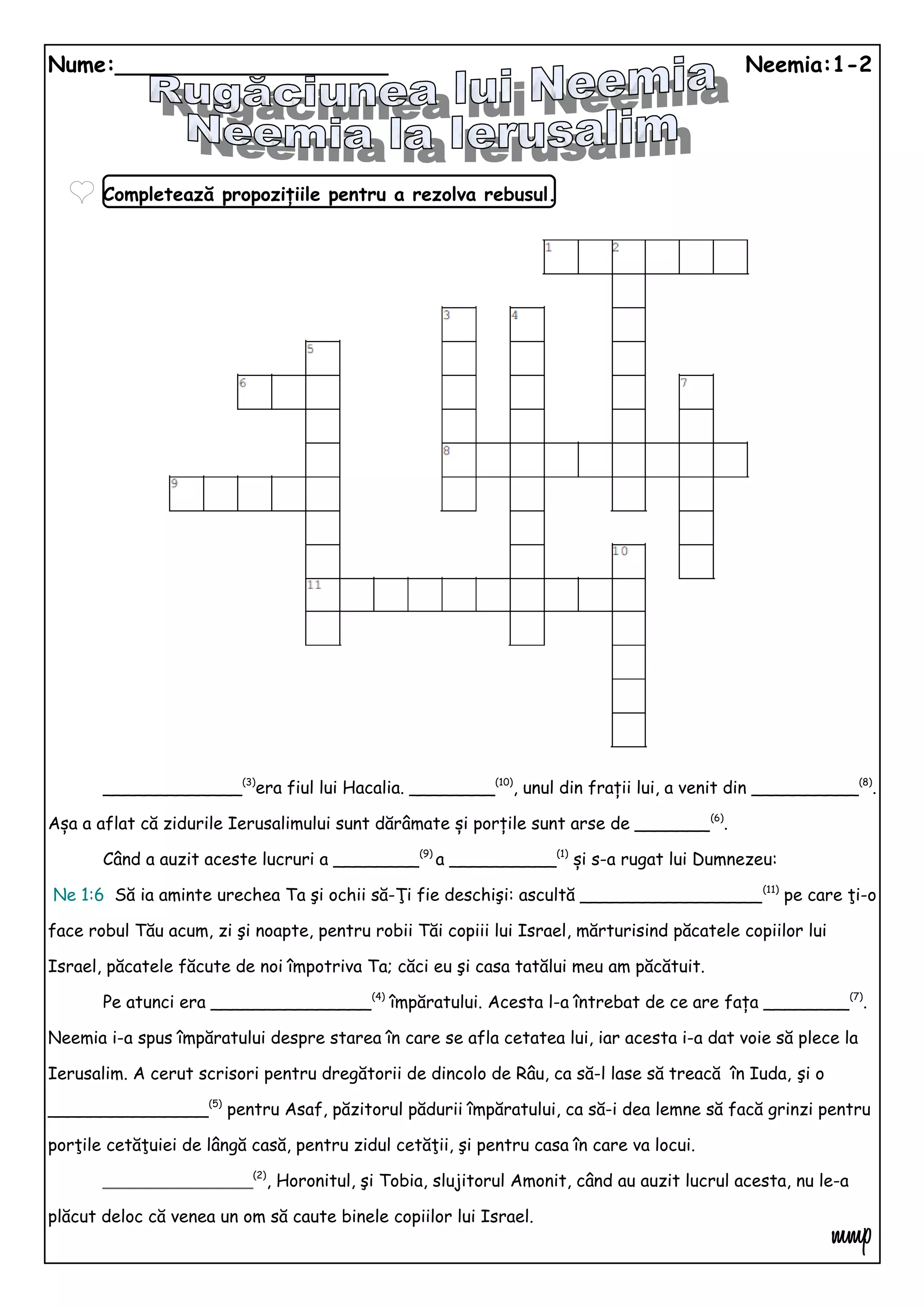 Fise Neemia 1-6 (Scoala duminicala) | PDF