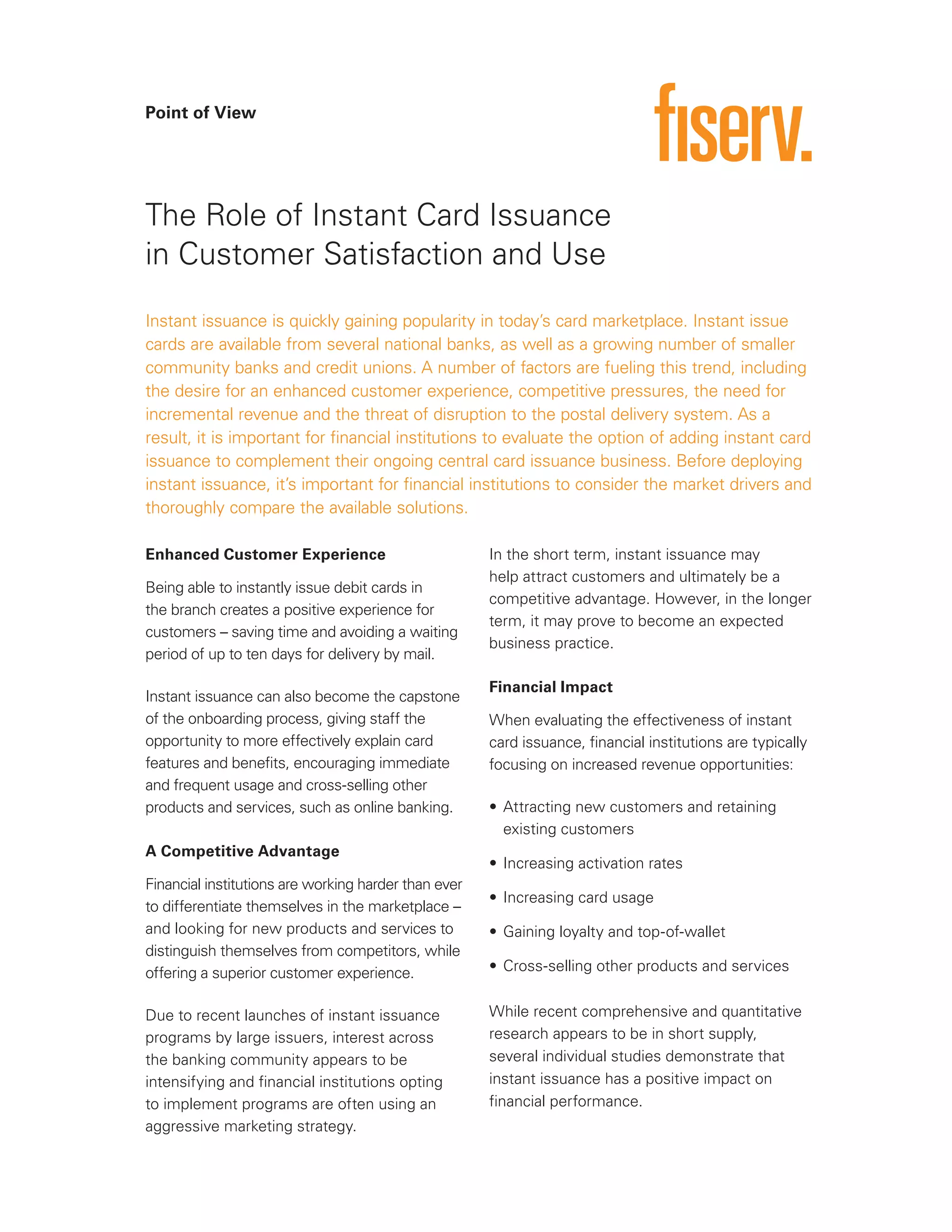 Fiserv instant issue_point_of_view | PDF