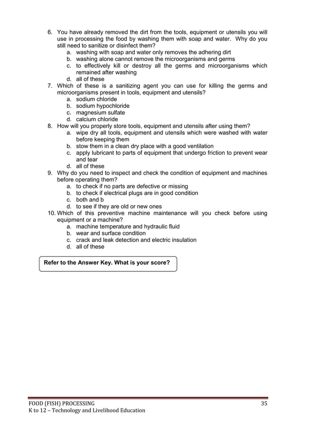 Fish Processing Learning Module | PDF