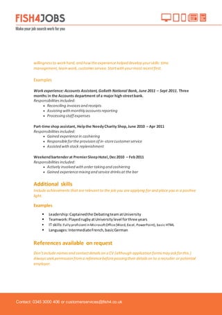 Fish4jobs CV Template for Graduates | PDF