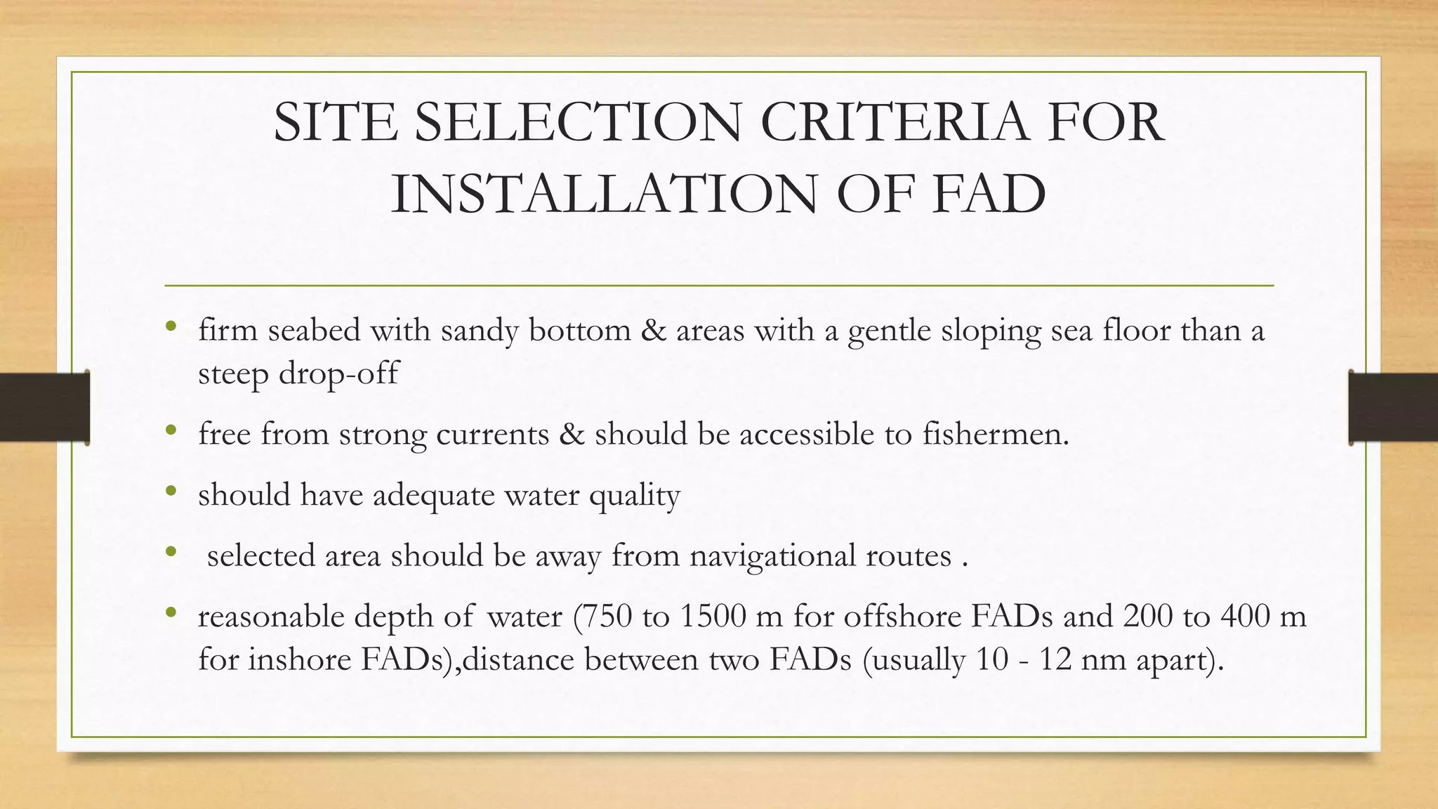 Fish aggrigrating devices(fad) | PPTX