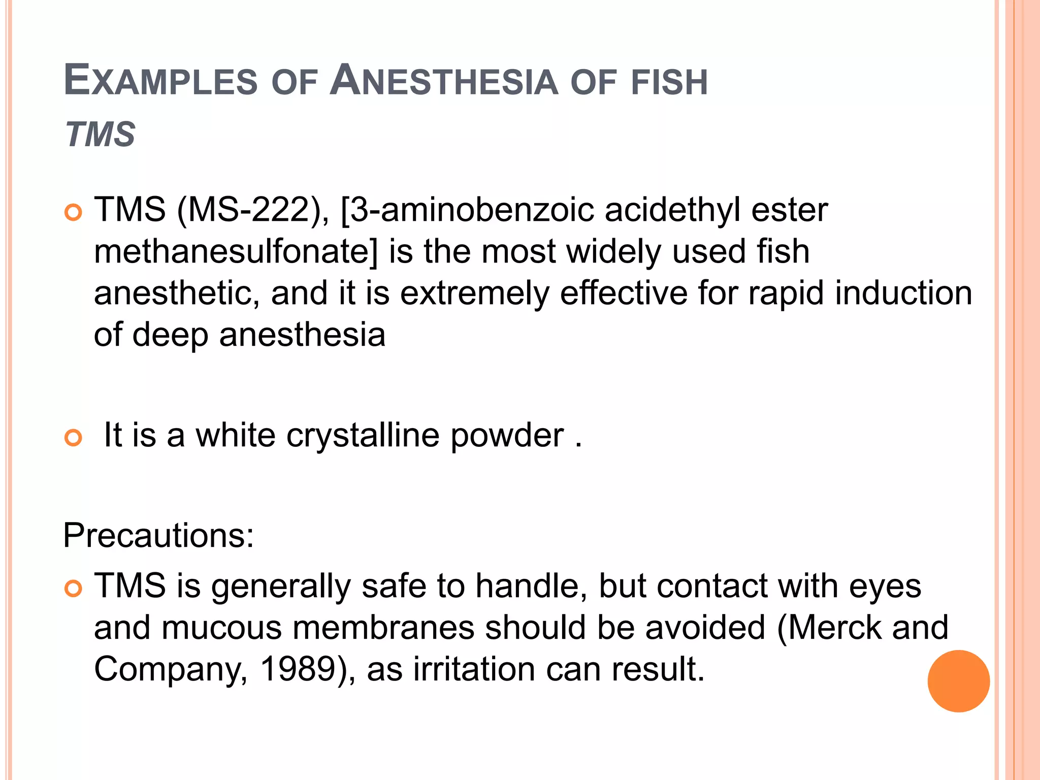 Fish anaesthetics . | PPTX