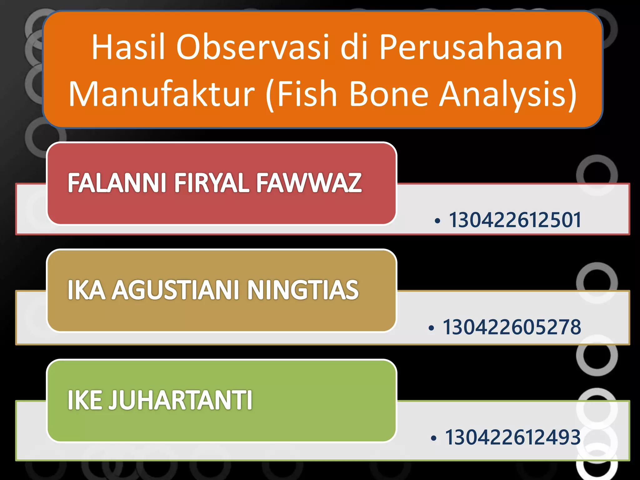 Hasil Observasi di Perusahaan Manufaktur (Fish Bone Analysis) - PENGANTAR MANAJEMEN | PPT